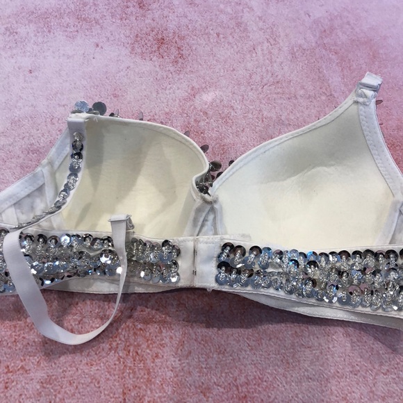meishulanna | Intimates & Sleepwear | Silver Sequins Beaded Bra Bustier ...